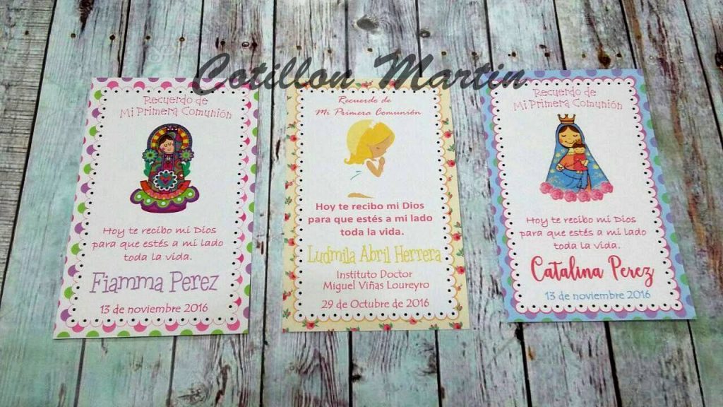 Estampas de Comunión personalizadas x 16 unidades - Cotillón Martín