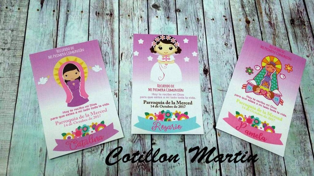 Estampas de Comunión personalizadas x 16 unidades - Cotillón Martín