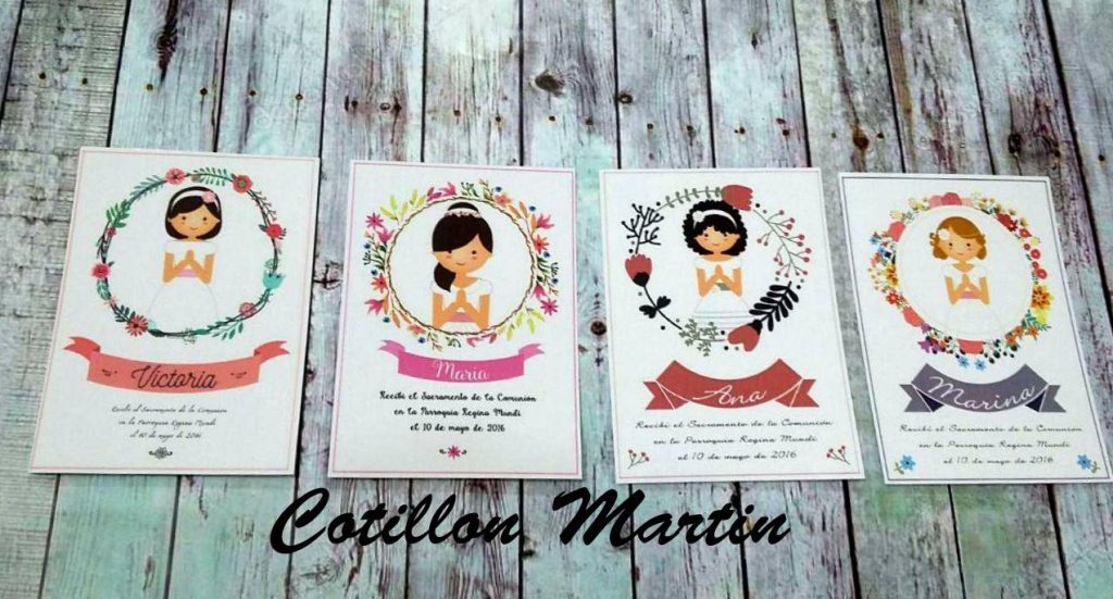 Estampas de Comunión personalizadas x 16 unidades - Cotillón Martín