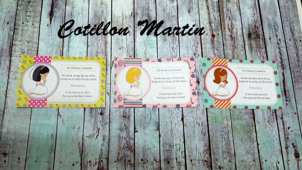 Estampas de Comunión personalizadas x 16 unidades - Cotillón Martín
