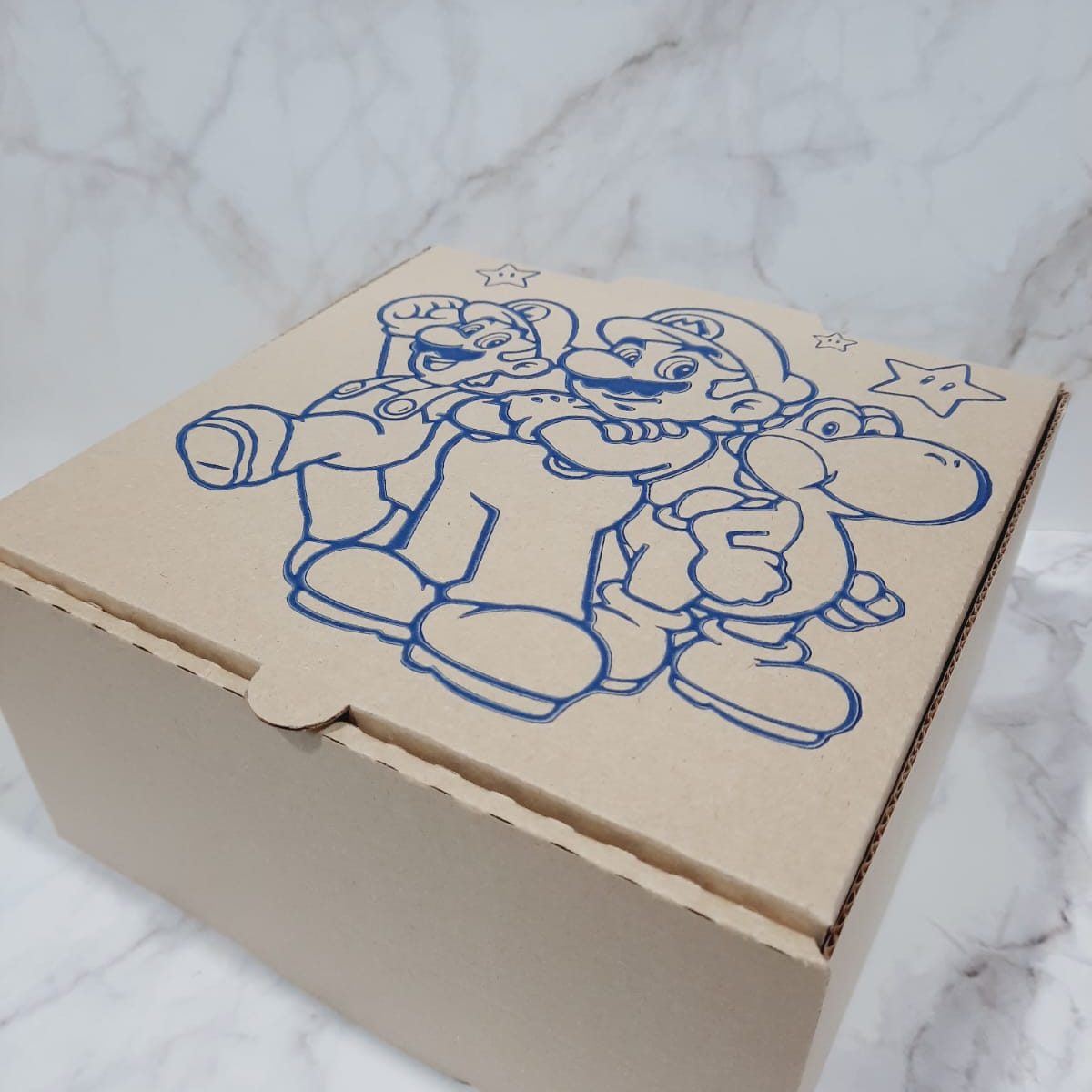 Caja craft estampada Mario Bross - Cotillón Martín