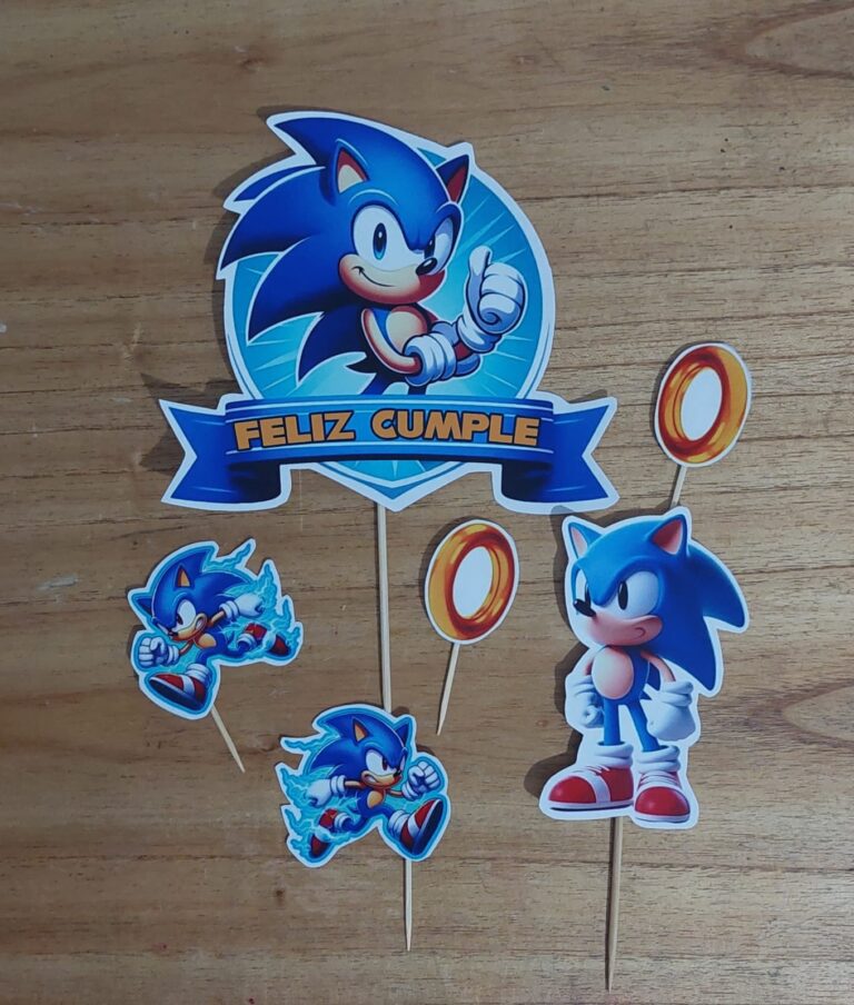 Adorno de torta Toppers personajes infantiles Sonic - Cotillón Martín